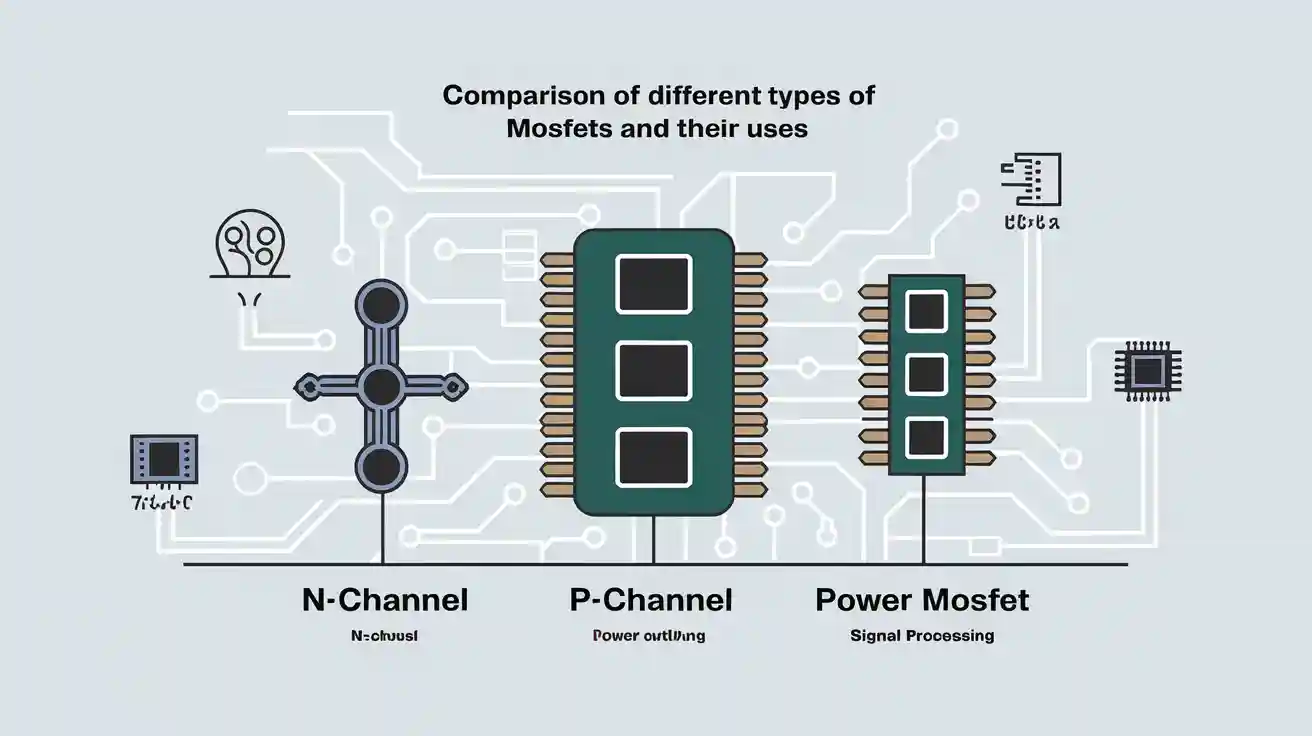 Comparison of different types of MOSFETs and their uses.